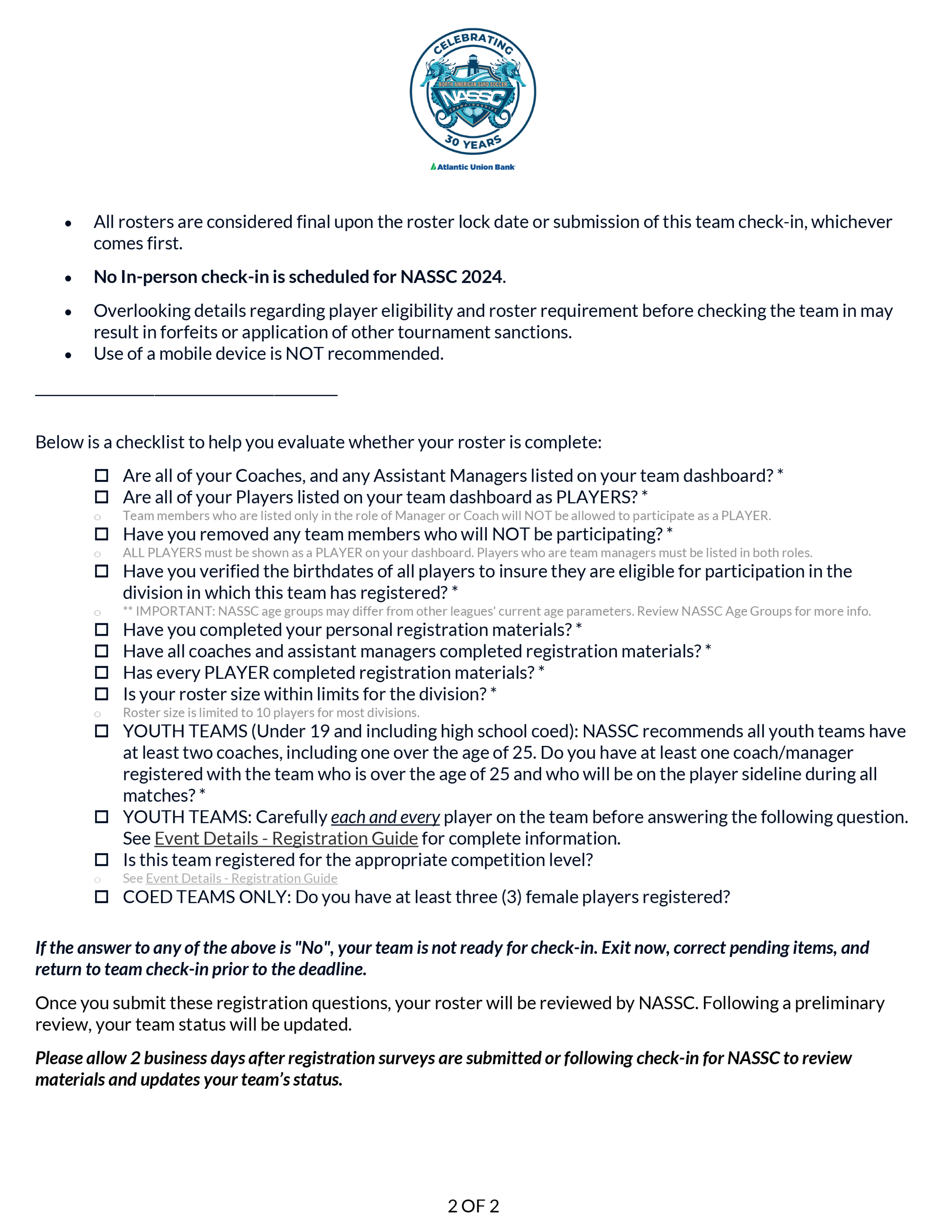 Team Managers' Guide to 2024 NASSC Registration & Preparation